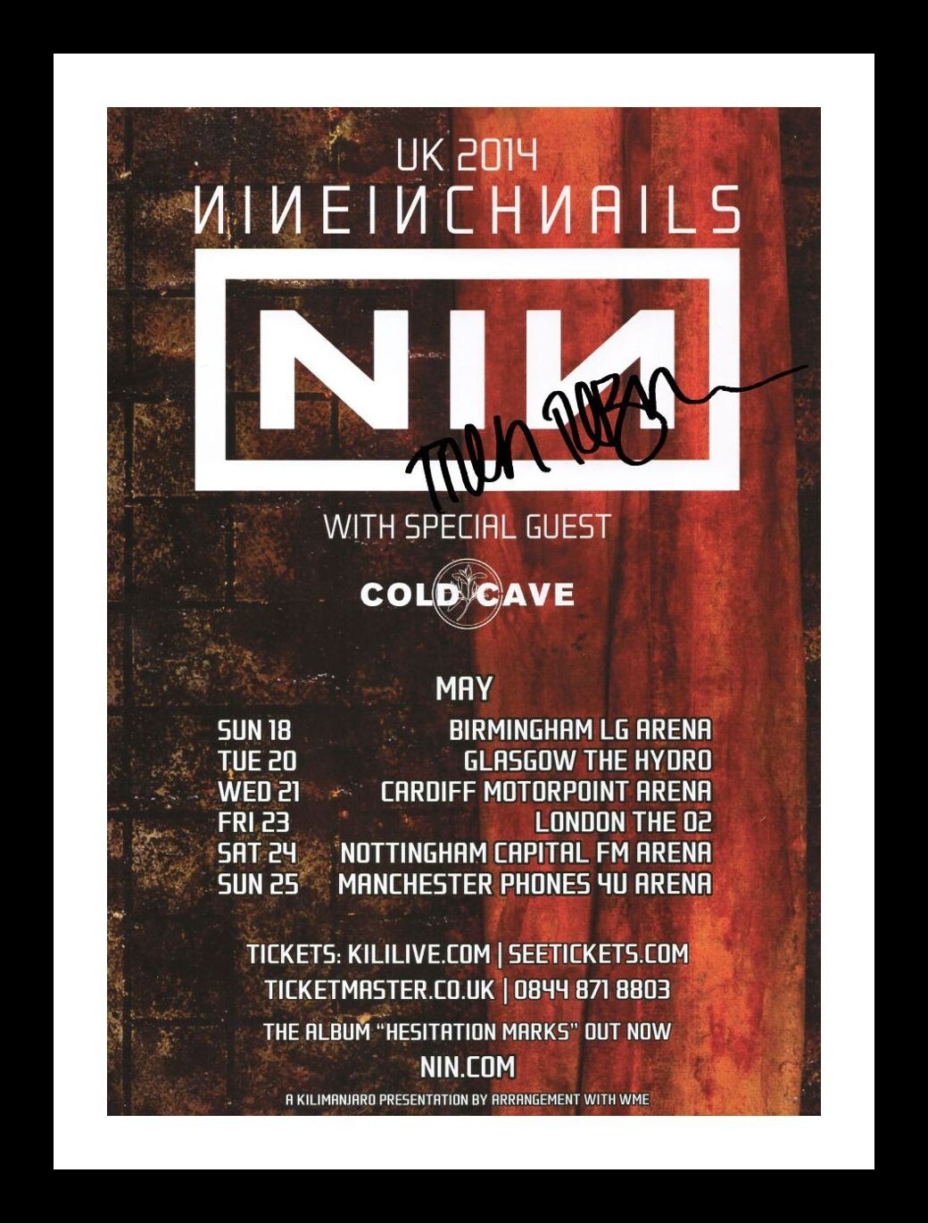NINE INCH NAILS ENTIRE GROUP AUTOGRAPHED SIGNED & FRAMED PHOTO PRINT ...
