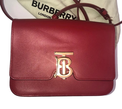 Burberry Bright Red Leather Gold Hardware Small TB Bag Italy New | eBay