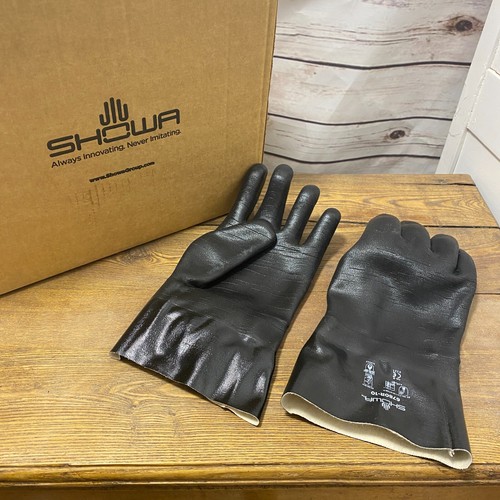SHOWA Best Glove 6780R Chemical Resistant Gloves Black Pair Size 10 Neo ...