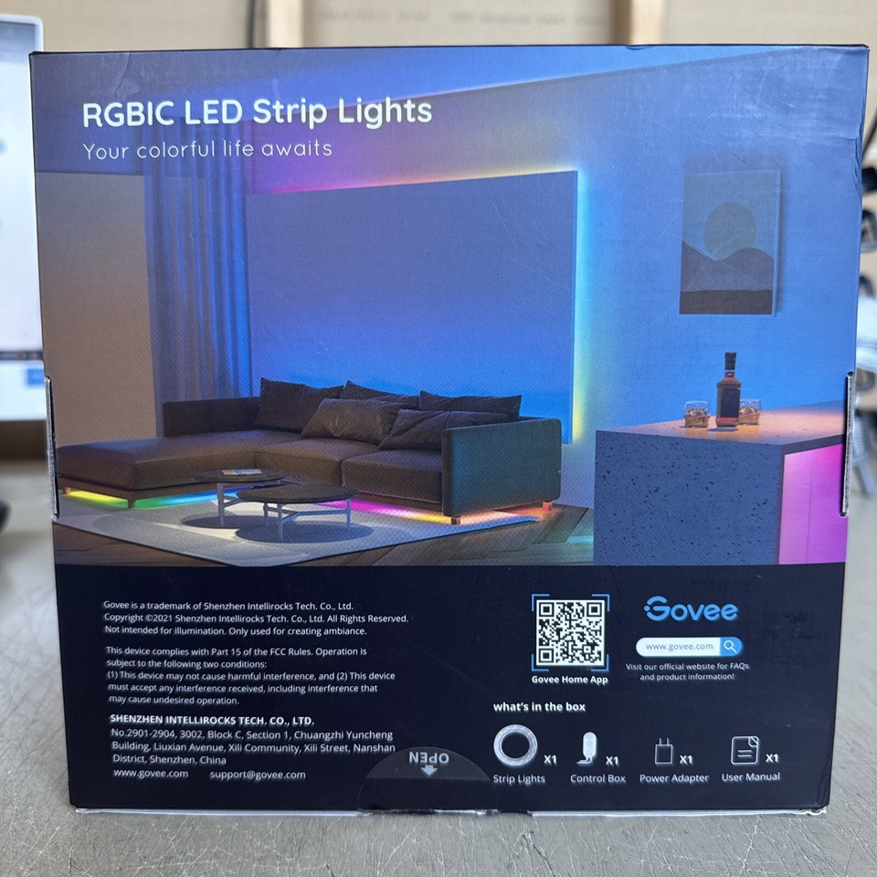 Govee RGBIC Pro LED Strip Light Wi-Fi Segmented Color Control 32.8 ft ...