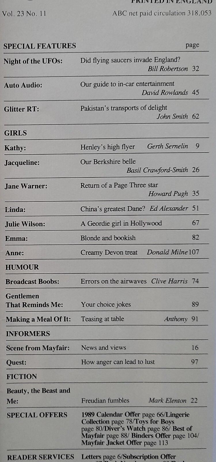 Mayfair Magazine Volume 23 Number 11 Jane Warner Linda Larssen Vintage ...