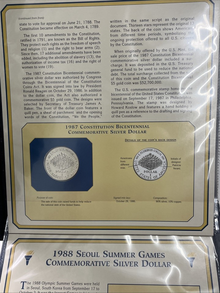 U.S. Commemorative Silver Dollar Collector Panels with Stamps | eBay