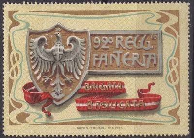 ER8016 Erinnofili Reggimentali: 92° Regg. Fanteria - Brigata Basilicata ...