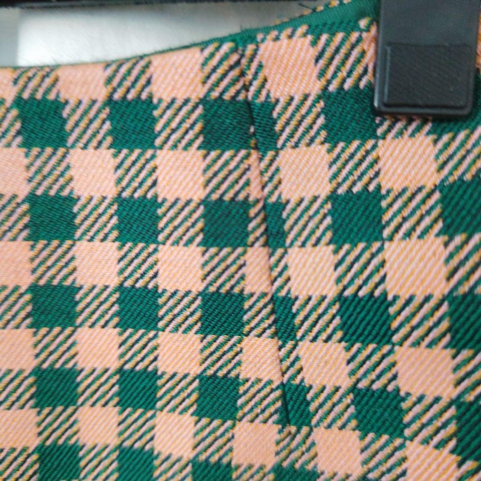 USED PINK AND GREEN CHECKED TIGHT SKIRT GOOD | eBay