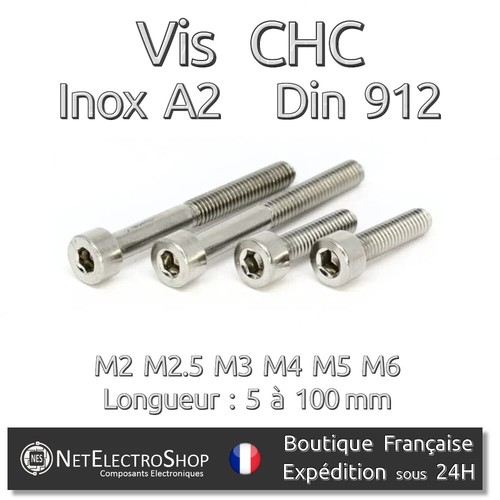 Vis CHC BTR ,Inox A2, DIN 912, 6 pans Hexagonale, M2 M2.5 M3 M4 M5 M6 ...