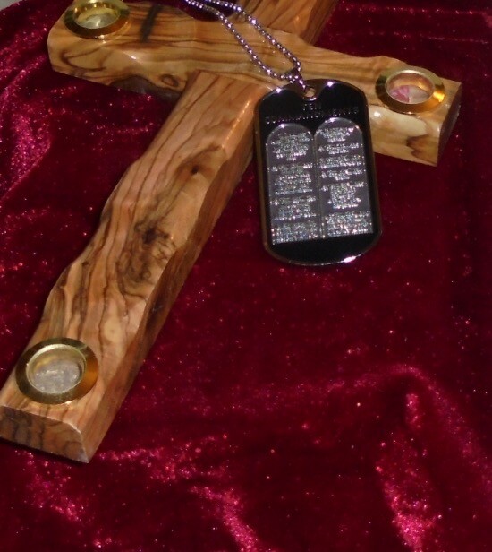 Ten Commandments 10 Cross Crucifix Chain Pendant Dog Tag Christian ...