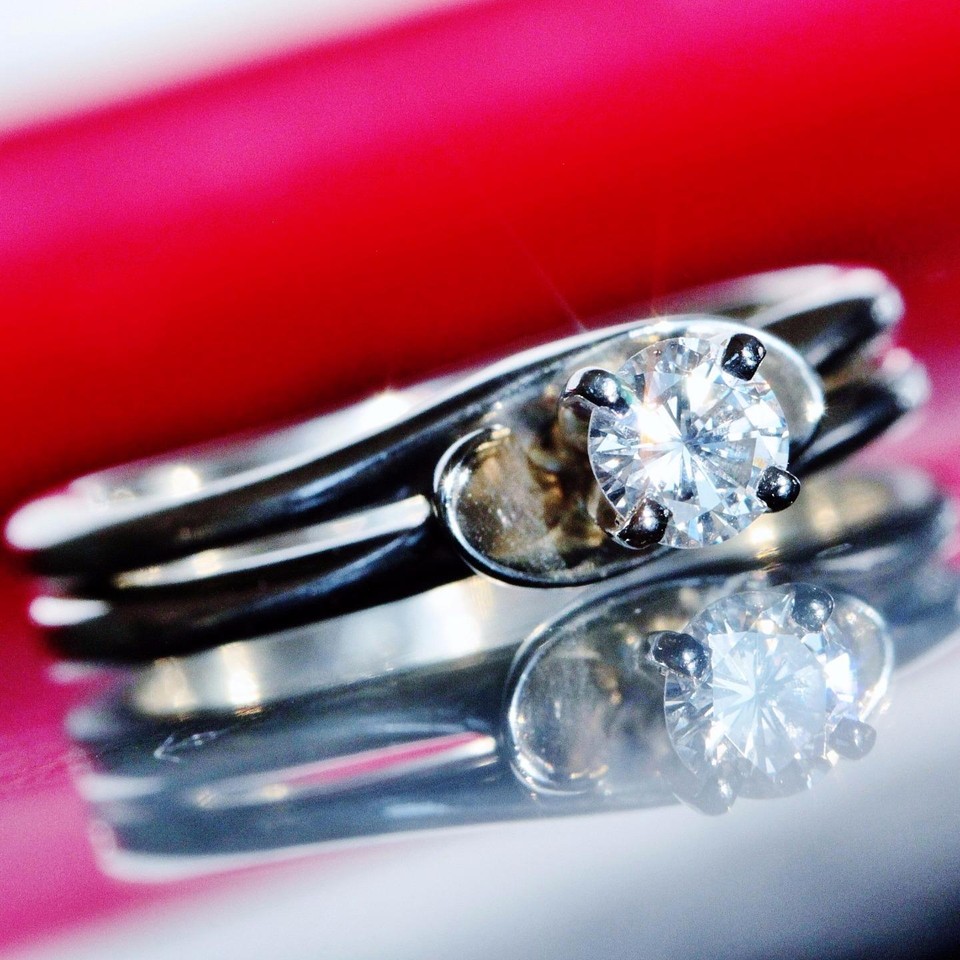 14k white gold ring 0.22ct diamond wedding set size 4 handmade 3.4gr ...