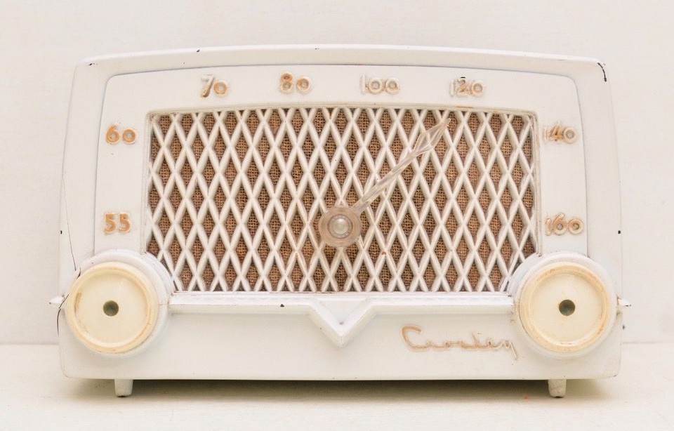 Crosley E-10 WE White Tube Radio Mid Century Mid Hollywood Regency ...