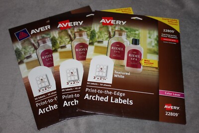 270 Avery Arched Textured Labels for Laser Printers, Water Resistant, 3 ...