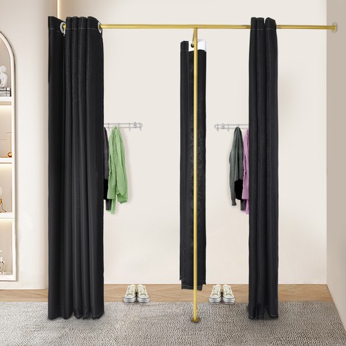 For Two F-shaped W/Clothes Racks+blackout Curtain Privacy Double ...