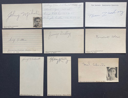 1930's Washington Senators Lot of 9 VINTAGE SIGNED IC's Mel Almada ...