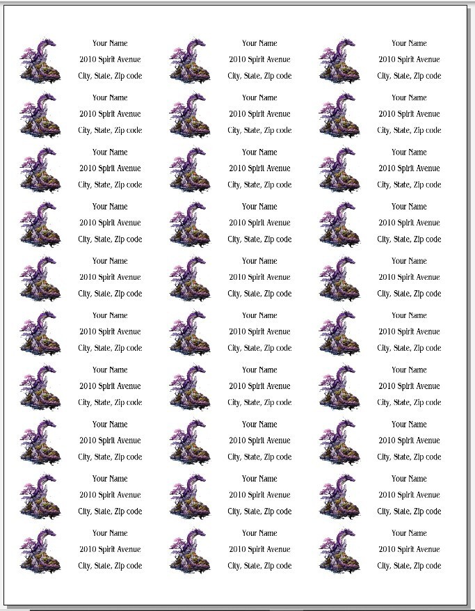 150 Purple Dragon Island Rocks Fantasy Mailing Return Address Labels ...
