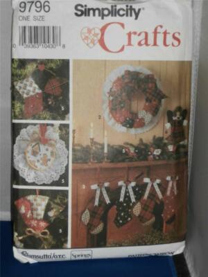 Simplicity Sewing Pattern 9796 Christmas Crafts Stockings Wreaths | eBay
