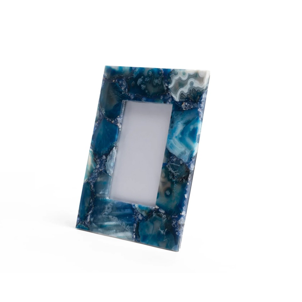 Blue Agate Photo Frame | Handmade Natural Stone Picture Frame | Luxury ...