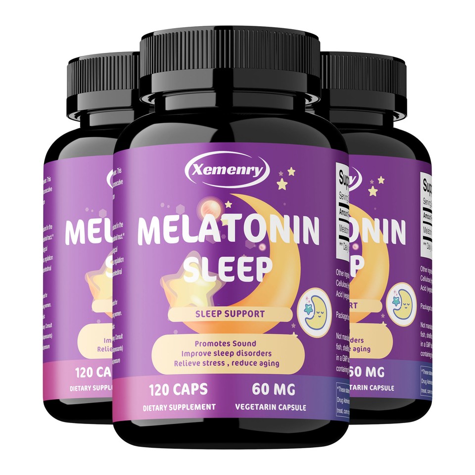Melatonin 60mg - Night Sleep Aid, Fall Asleep Faster, Improve Sleep ...