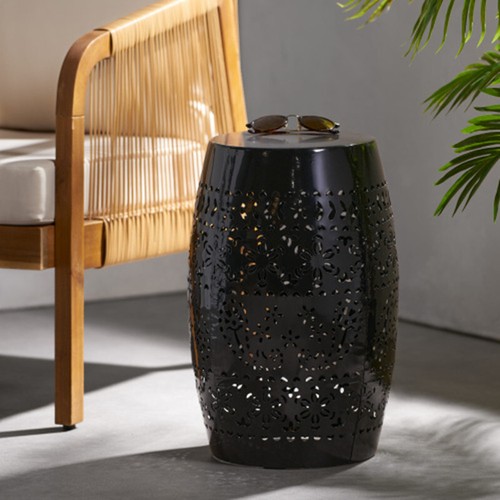 Black Garden Ceramic Stool Home Outdoor Side Table Bedroom Toilet ...