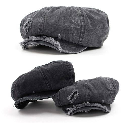 Unisex Mens Washed Out Faded Ripped Bakerboy Cabbie Gatsby Flat Cap ...
