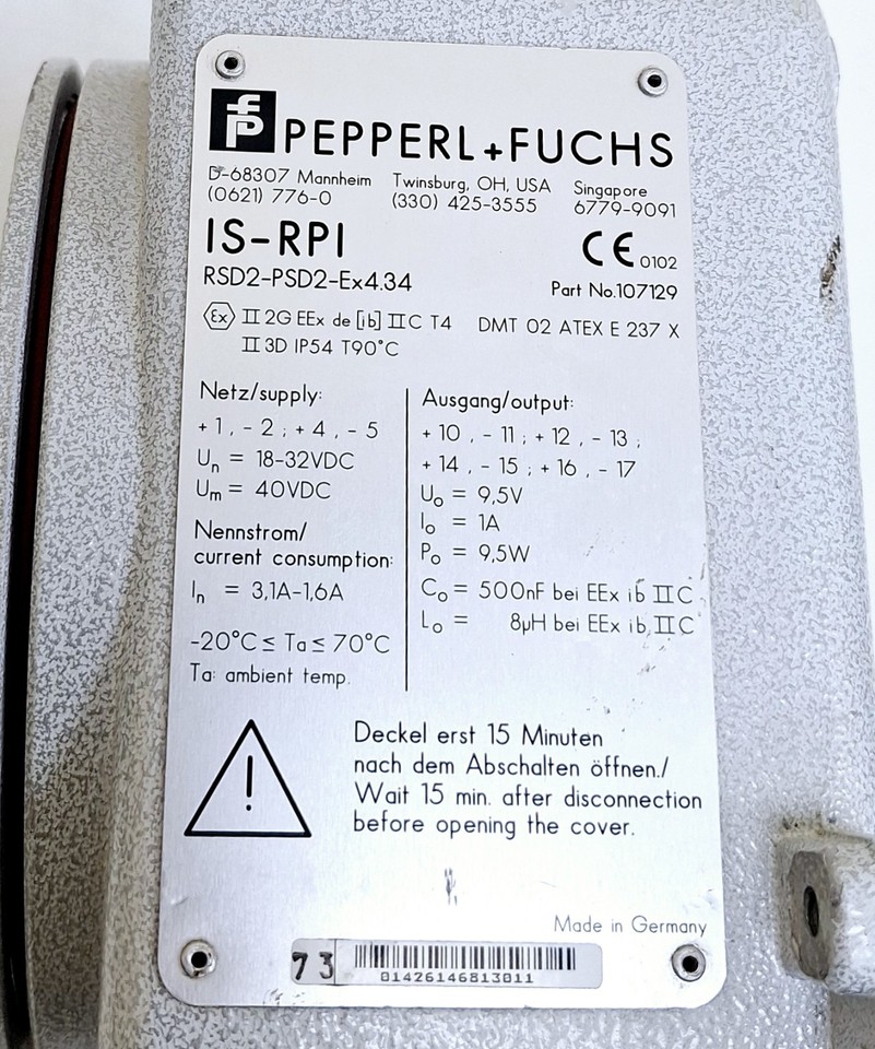 Pepperl+Fuchs 107129 / IS-RPI / RSD2-PSD2-Ex4.34 Device Supply I/O ...