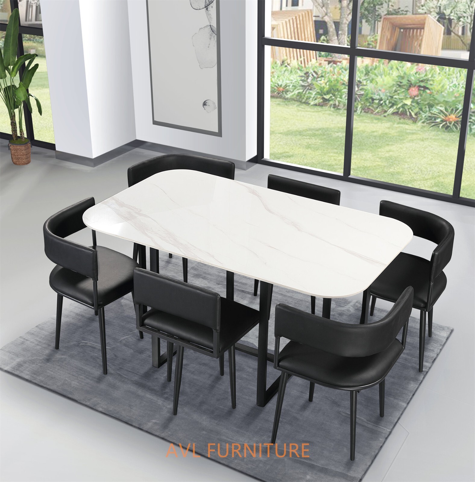 Marble ceramic Dining table and 6 chairs Cafe diner retro .. | eBay UK