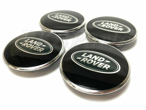 Land Rover Black with Green Oval Polished Wheel Center Hub Caps Set x4 ...