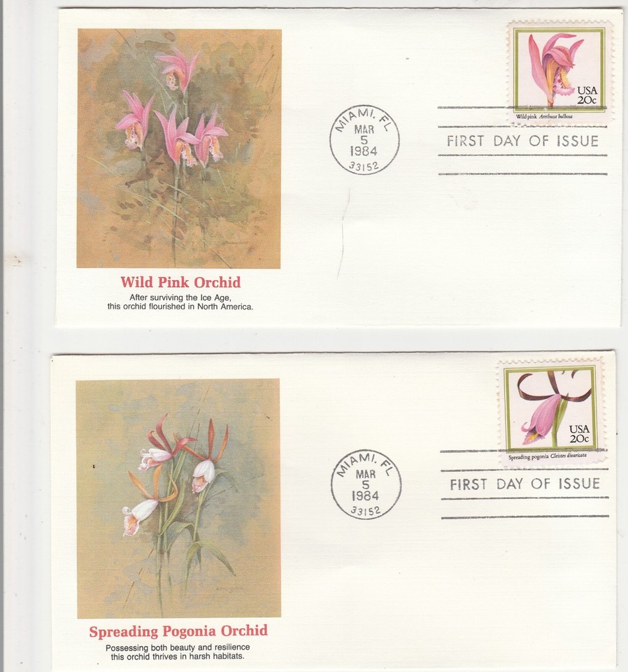 5 FLEETWOOD FDCS SE-TENANT SET = AMERICAN ORCHIDS 1984 COMPLETE | eBay