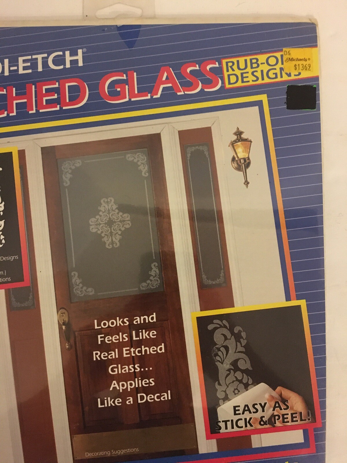 REDDI-ETCH ETCHED GLASS RUB ON DESINGS CONTAINS 2 FROSTED WHITE DESIGNS ...