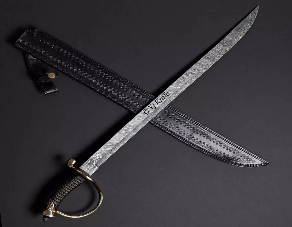 CUSTOM HANDMADE 32 INCHES DAMASCUS STEEL CUTLASS RAPIER REAL SWORD WITH SHEATH | eBay