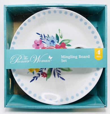 The Pioneer Woman Pink Floral Mingling Boards Set 4 Pieces 7.87 In Dia ...