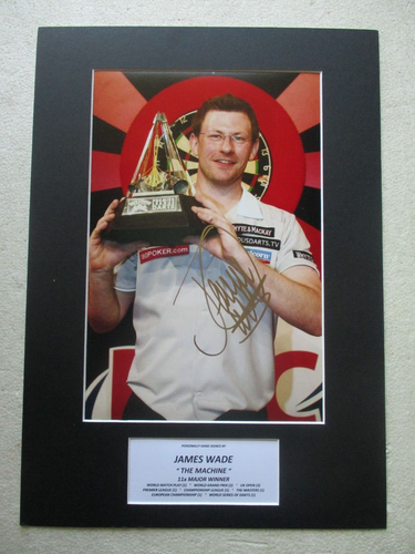 JAMES WADE "THE MACHINE" DARTS GENUINE HAND SIGNED A3 MOUNTED PHOTO ...