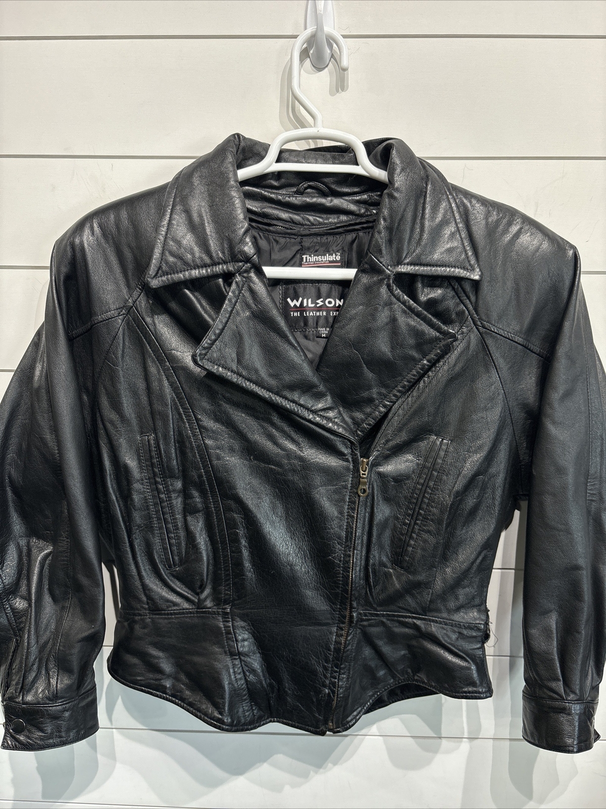 Vtg Wilsons Black Leather Bomber Motorcycle Aviator F… - Gem