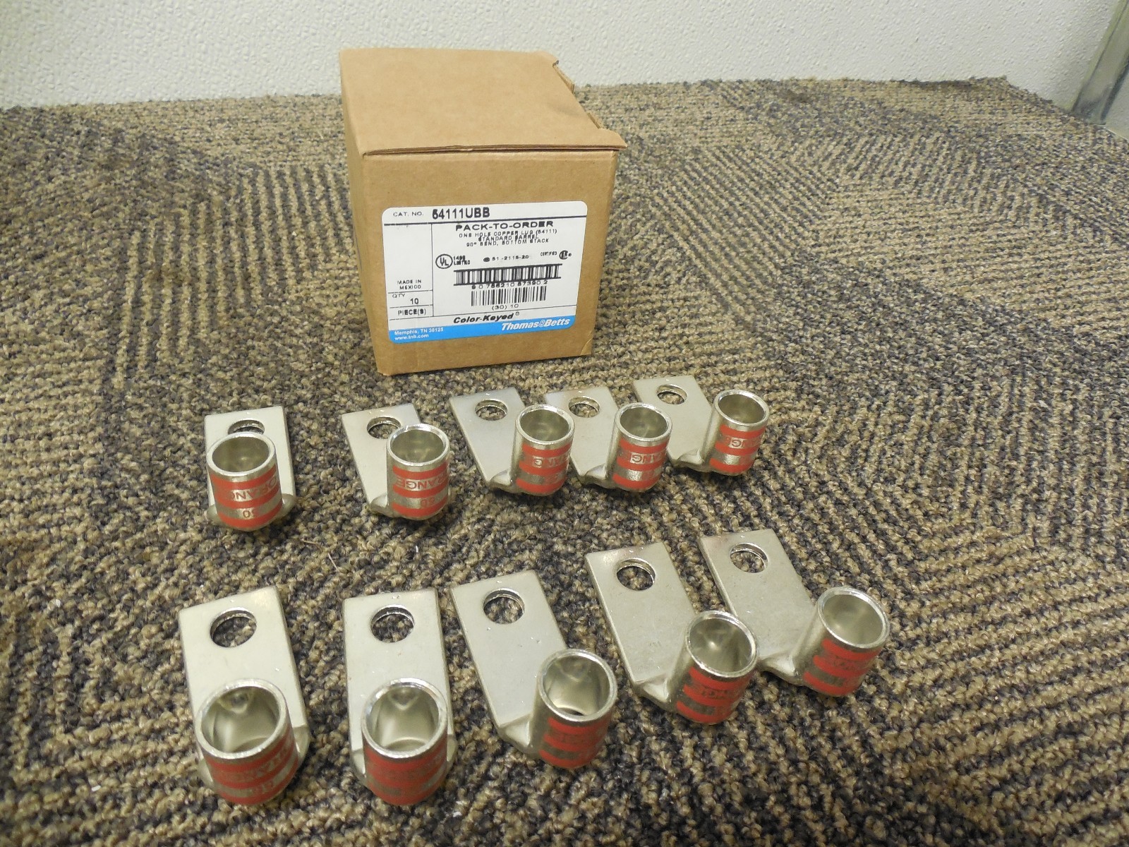 (10) THOMAS & BETTS T&B 54111UBB COLOR KEYED ORANGE 50 90° BEND COPPER ...