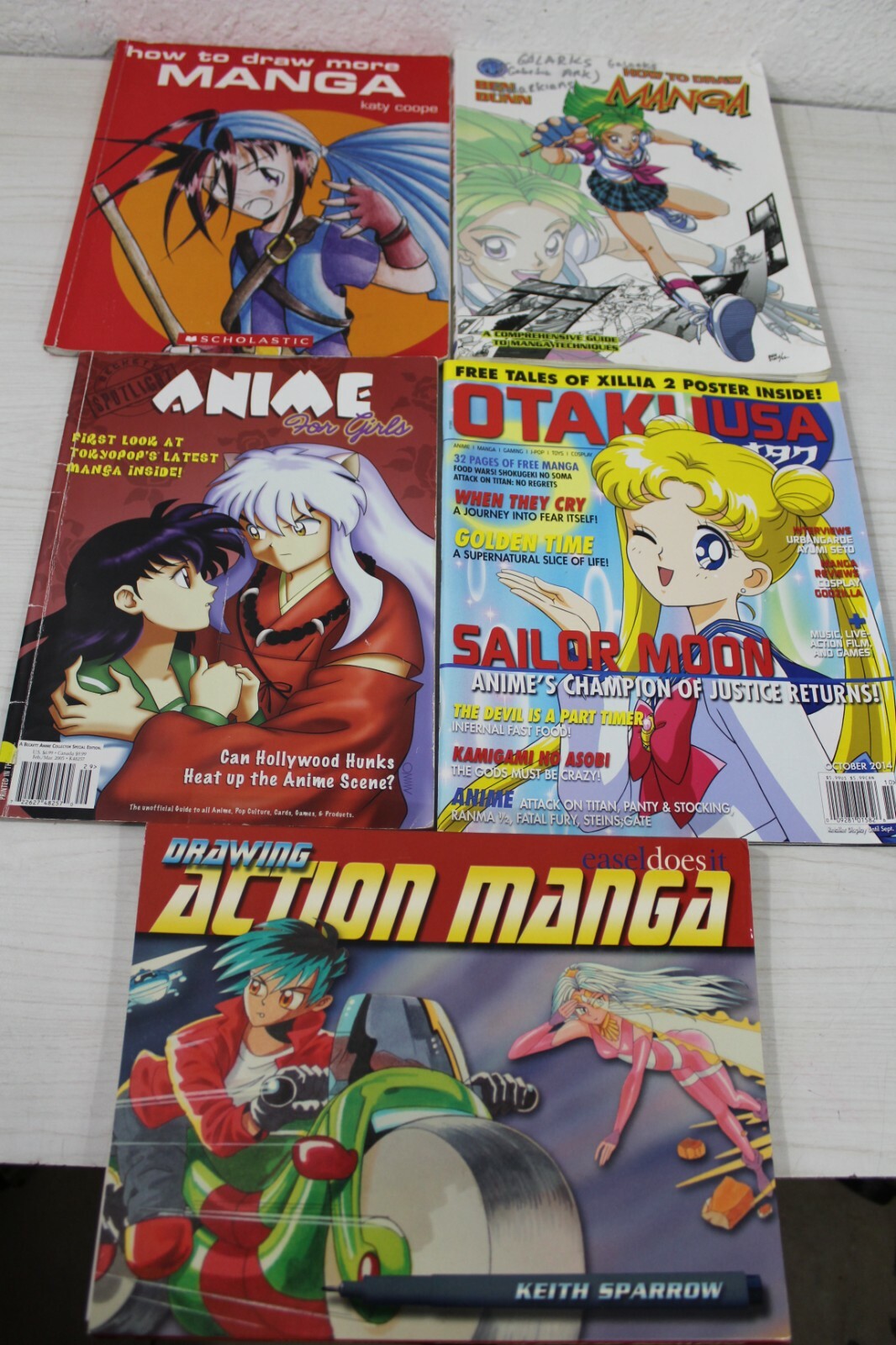 Lot of 5 How To Draw Manga English Art Japanime Anime Binder Otaku USA ...