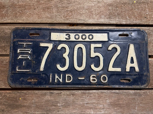 1960 Indiana Trailer License Plate 73052A | eBay