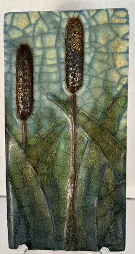 Ephraim Faience Vintage Hand Made Art Pottery Green Wheat Ceramic Tile ...