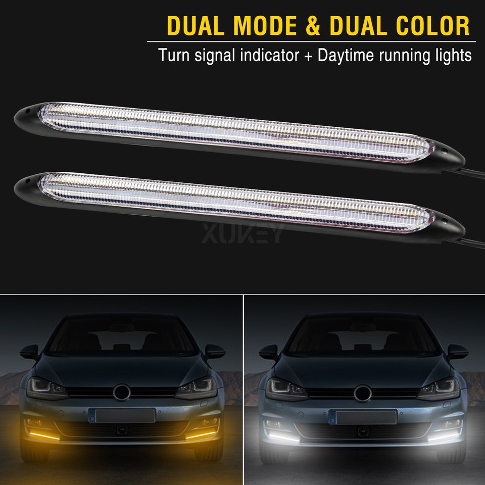 2pcs Sequential LED Strip Turn Signal Indicator Car DRL Daytime Running ...