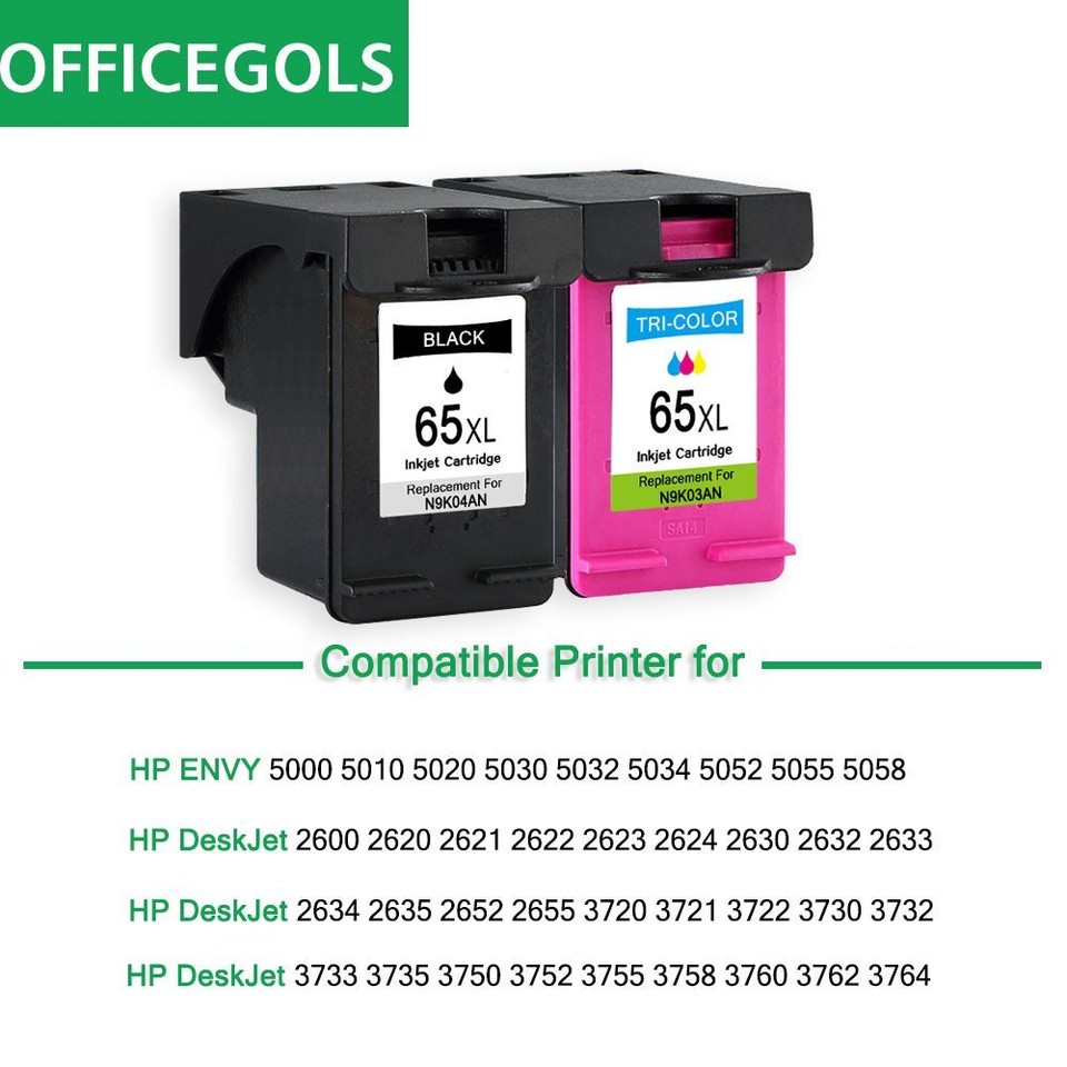 1PK Black 65XL Ink for HP ENVY 5000 5052 5055 DeskJet 2600 2622 2652 ...