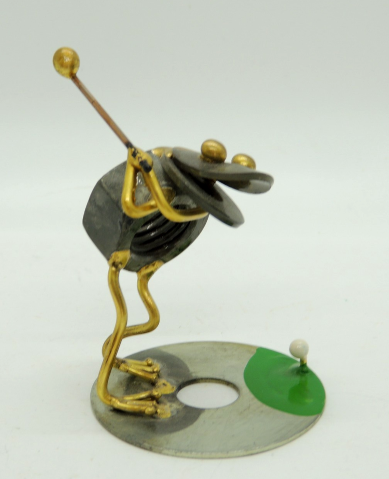 Vintage Arthur W. Ward Sculpture Frog Golfing Nuts and Bolts Metal ...