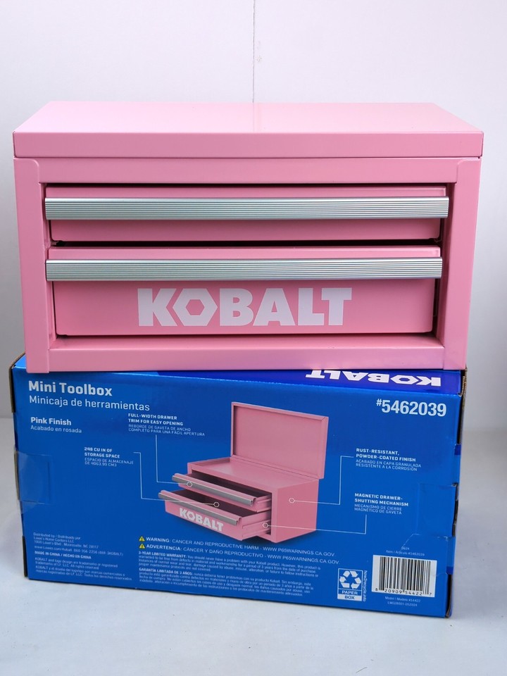 KOBALT Mini STEEL Tool Box w/ 2 Magnetic Drawers + LIFT-UP Lid, PINK ...