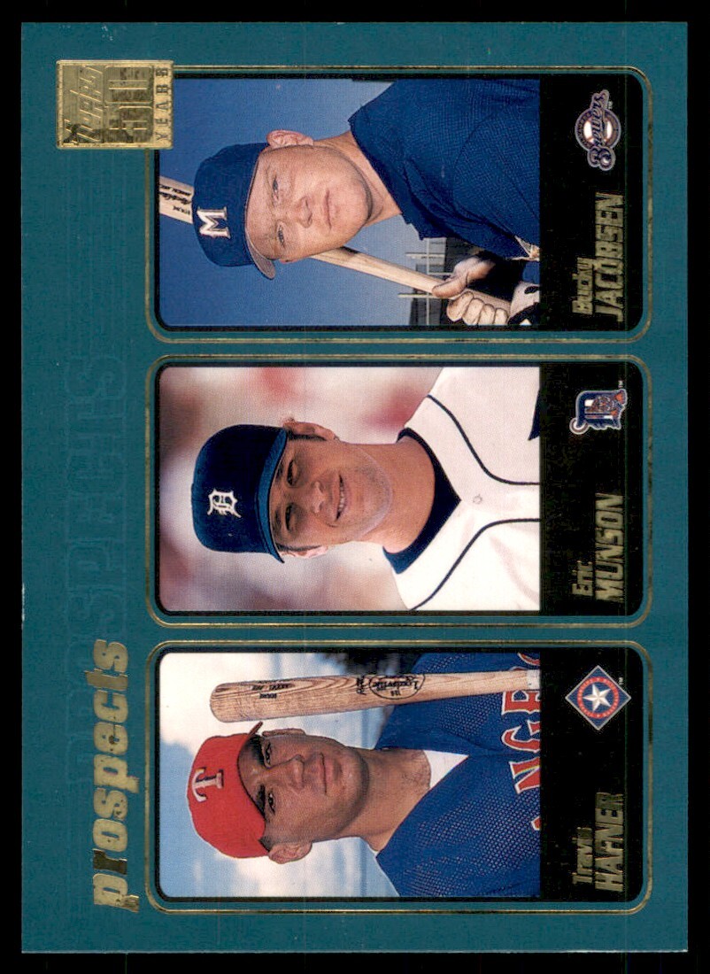 2001 Topps Travis Hafner/Eric Munson/Bucky Jacobsen Texas Rangers ...