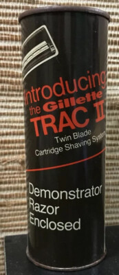 RARE Vintage Gillette Trac II Demonstrator Razor In Sealed Can NEVER ...