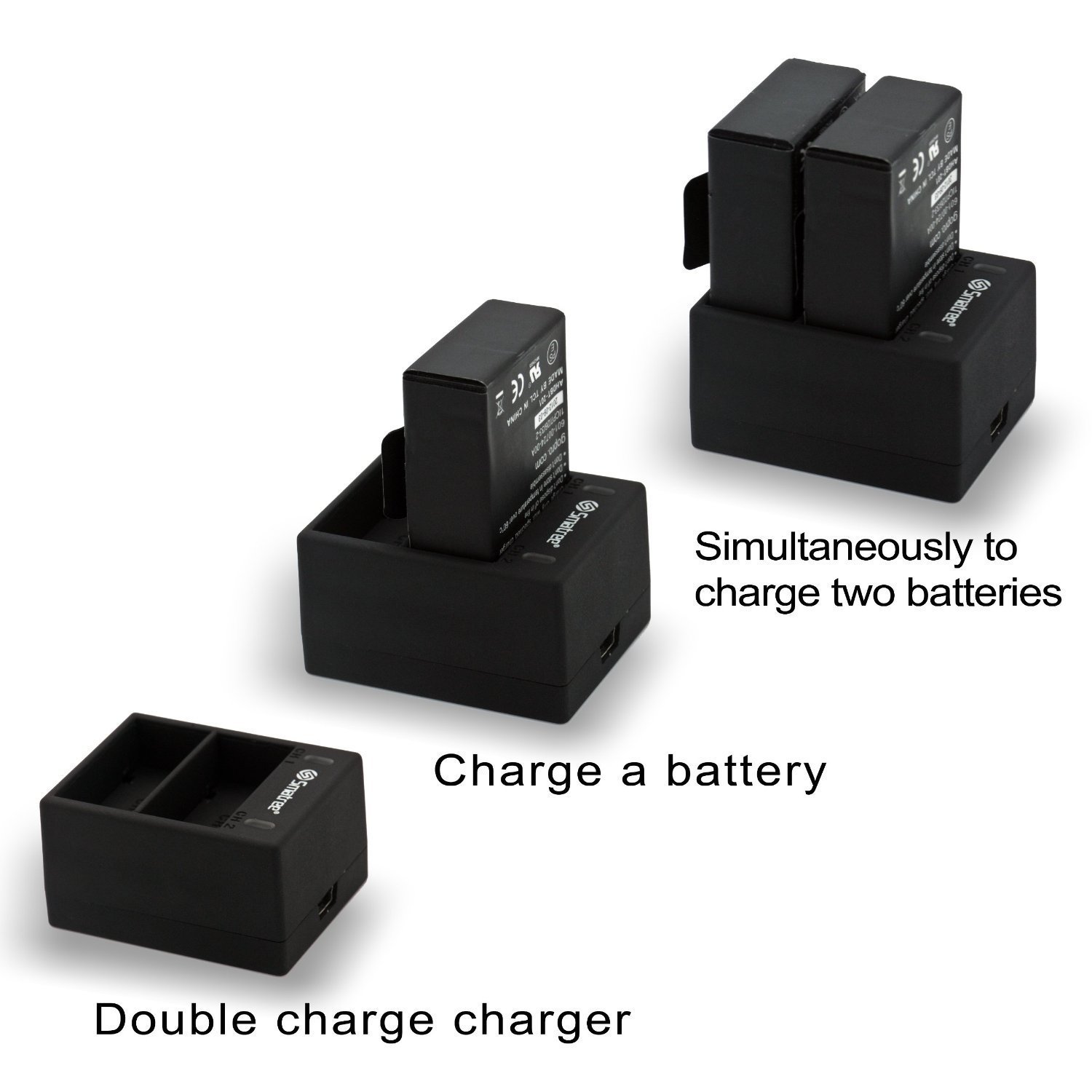 GoPro HERO9 8 7 6 5 4 3 Battery Charger Dual/Triple Smatree Hero Black ...
