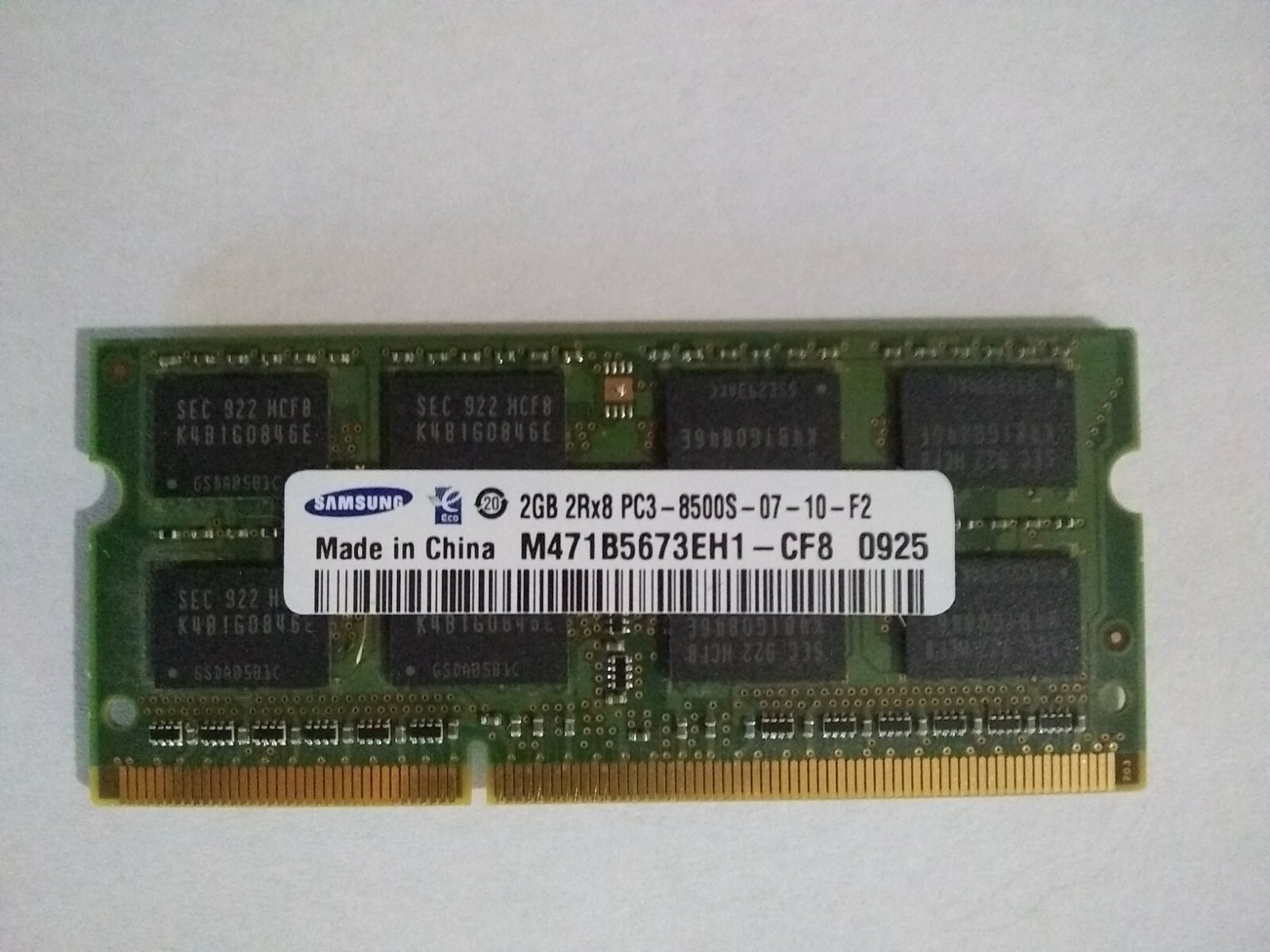 Samsung 2GB laptop 2Rx8 PC3-8500S-07-10-F2 M471B5673EH1-CF8 | eBay