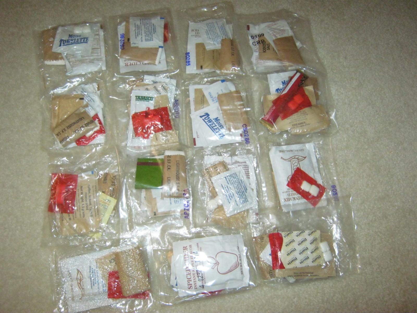 MRE Component "Accessory Packs" Lot of 15 Items 0XXX date codes (ACC2 ...