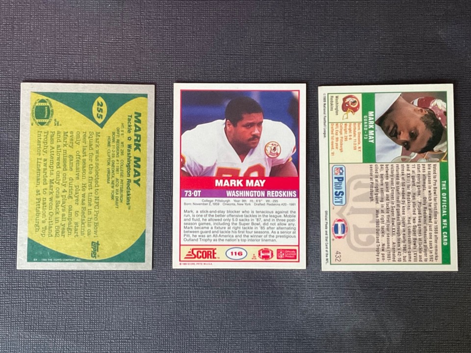 Mark May 1989 Rookie Football 3-Card Lot - Topps #255, Score #118 & Pro ...