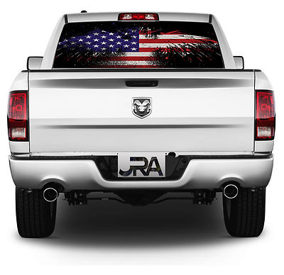 Grunge Eagle Flag PICK-UP TRUCK REAR WINDOW GRAPHIC DECAL PERFORATED ...