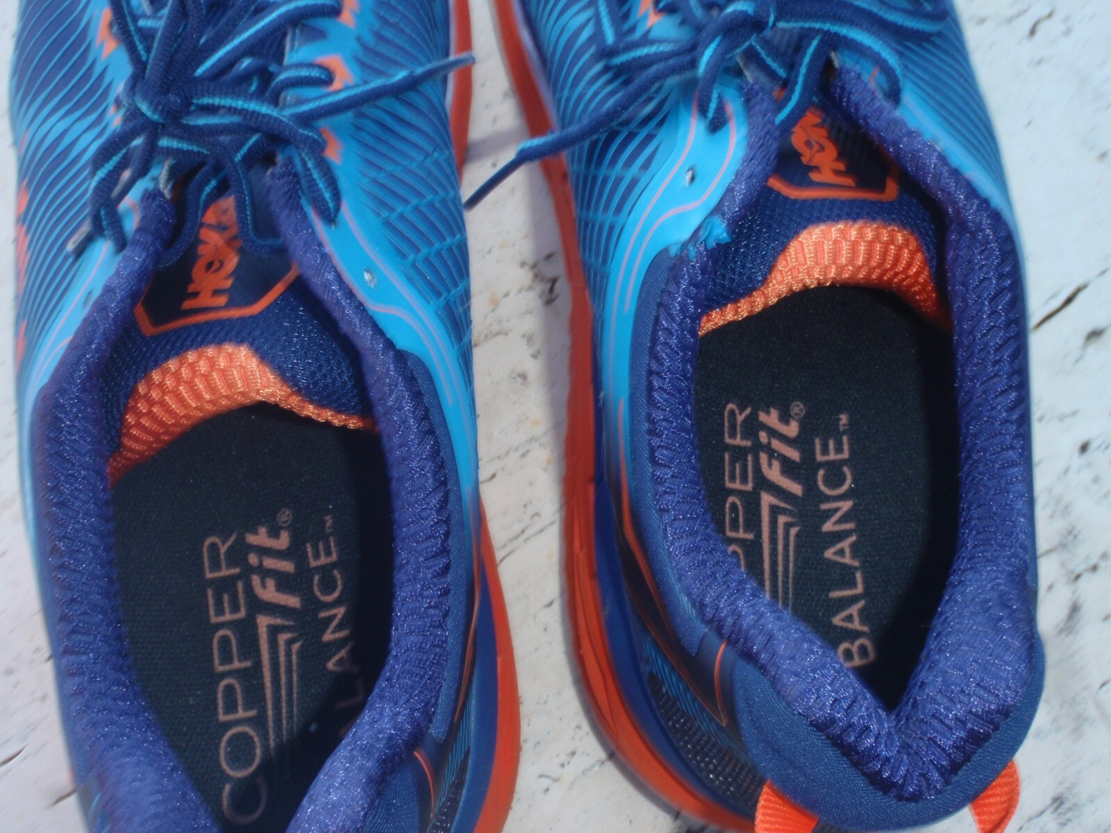 HOKA ONE ONE ARAHI BLUE ORANGE WHITE MEN 11.5 EU 46 COPPER FIT BALANCE ...