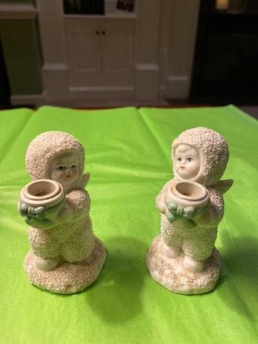 LOT OF 2 VINTAGE ROBEL BALL PORCELAIN SNOW ANGEL CANDLE STICK HOLDERS 4 ...