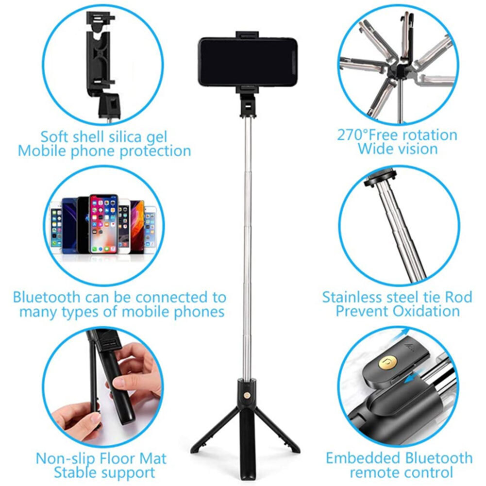 Remote Control Selfie Stick Bluetooth-compatible 4.0 Wireless ...