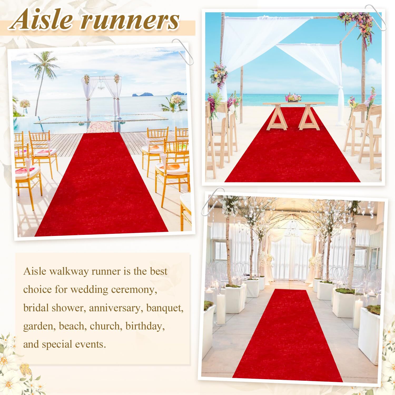 Red Carpet Runner for Party Wedding Aisle Decorations 4FTx15FT Aisle ...