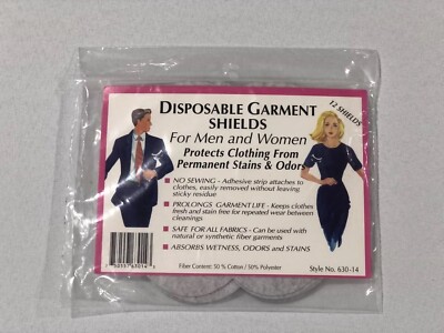 DISPOSABLE GARMENT SHIELDS For Men and Women 12 SHIELDS Protect Stains ...